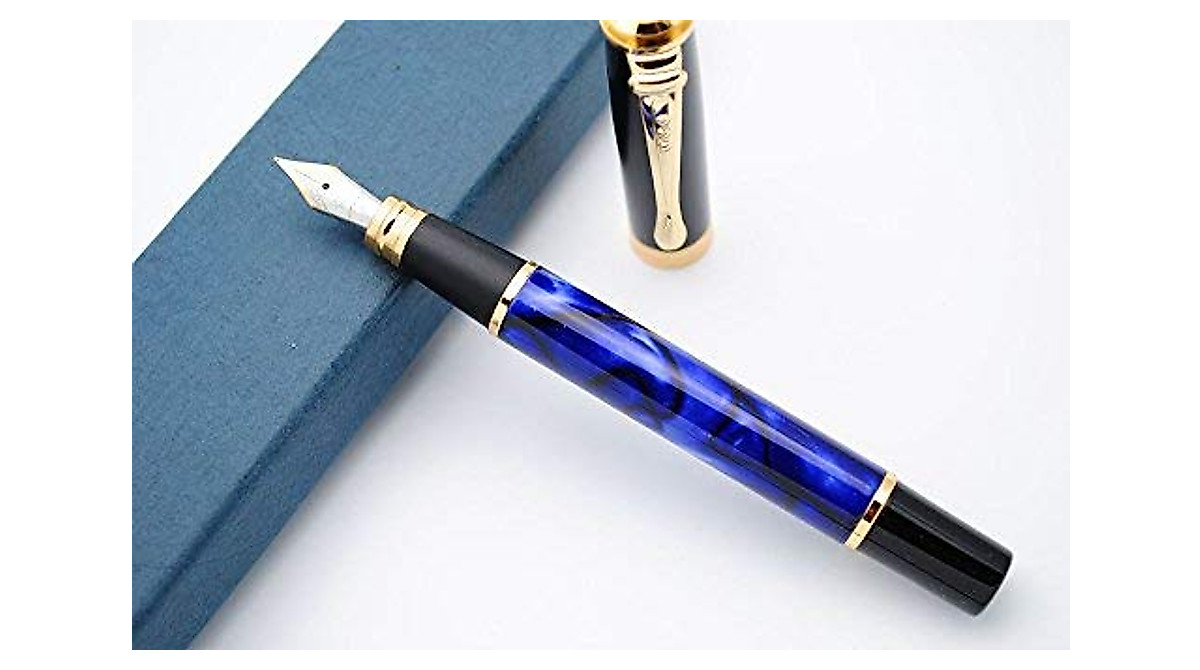 JINHAO 500 Fountain Pen - Elegant Blue Marbled Design