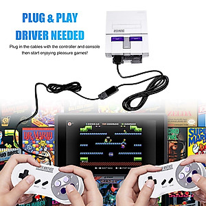 Xahpower 2Pack 10Ft NES Classic Controller Extension Cable, SNES Extension Power Cord for Super Nintendo SNES Classic Edition Controller (2017) / Mini NES Classic Edition (2016)/ Wii/Wii U Controller