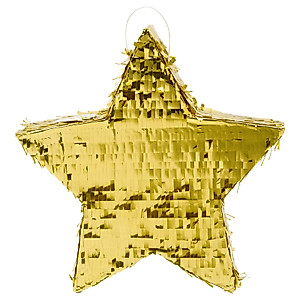 Sparkle and Bash Gold Star Pinata for Kids Birthday, Twinkle Twinkle Little Star Gender Reveal Party Decorations, Baby Shower (Small, 13 x 3 Inches)