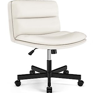 TVON Armless Office Desks Chair with Wheels and Thickened Cushion, Ergonomic Home Office Computer Chair, Comfortable Swivel Chair with Height Adjustment and Rocking Function