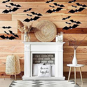 Dazzle Bright 36 Pcs LED Halloween 3D Bats Decorations Wall Stickers, 4 Different Size Removable PVC Wall Sticker for Indoor Home Window Decor Party Supplies