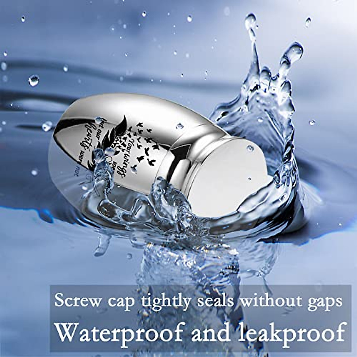 Small Keepsake Urns for Human Ashes - Set of 6 - Share Urn with Family & Friends Mini Cremation Urns with Feather Seagull Pattern Stainless Steel Memorial Ashes Holder (6Pcs Urn)