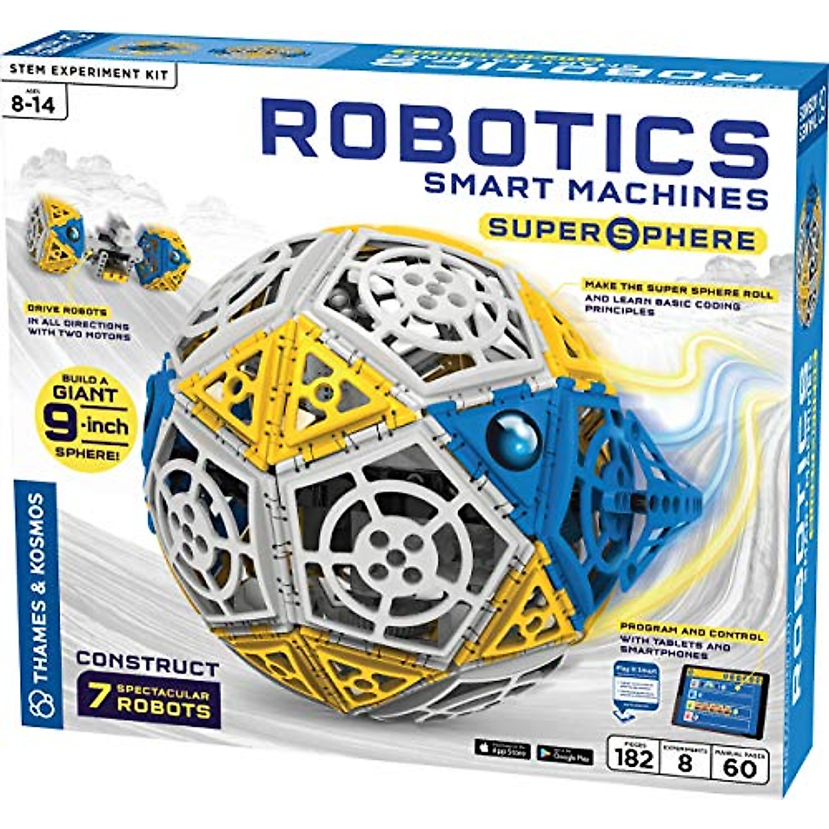 Thames & Kosmos Robotics: Smart Machines - Super Sphere STEM Experiment Kit | Build & Program a 9-inch Robotic Sphere + 6 Other Robot Models | Basic Coding | Color Manual | Requires Tablet, Smartphone