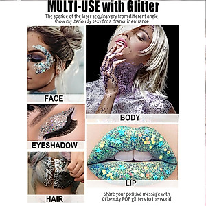 CCbeauty Hot Pink Body Glitter,Face Glitter Gel,Singer Concerts Music Festival Rave Accessories,Sequins Glitter Face Paint,Chunky Glitter for Eye Lip Hair,Sparkling Holographic Gel for Women,50ml