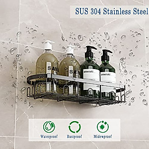 Dabuda 3 Pack Shower Caddy Bathroom Organizer with Hooks,Rustproof Wall Mount Shower Shelves with Soap Holder,No Drilling Stainless Steel Self-Adhesive Shower Storage Organizer for Bathroom