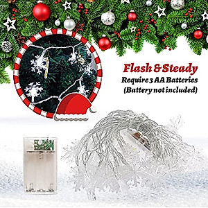 Christmas Lights Snowflake String Lights 19.6 ft 40 LED Fairy Lights Winter Wonderland Lighted Decor for Xmas Garden Patio Bedroom Party Decor Battery Operated Indoor Outdoor Celebration Lighting