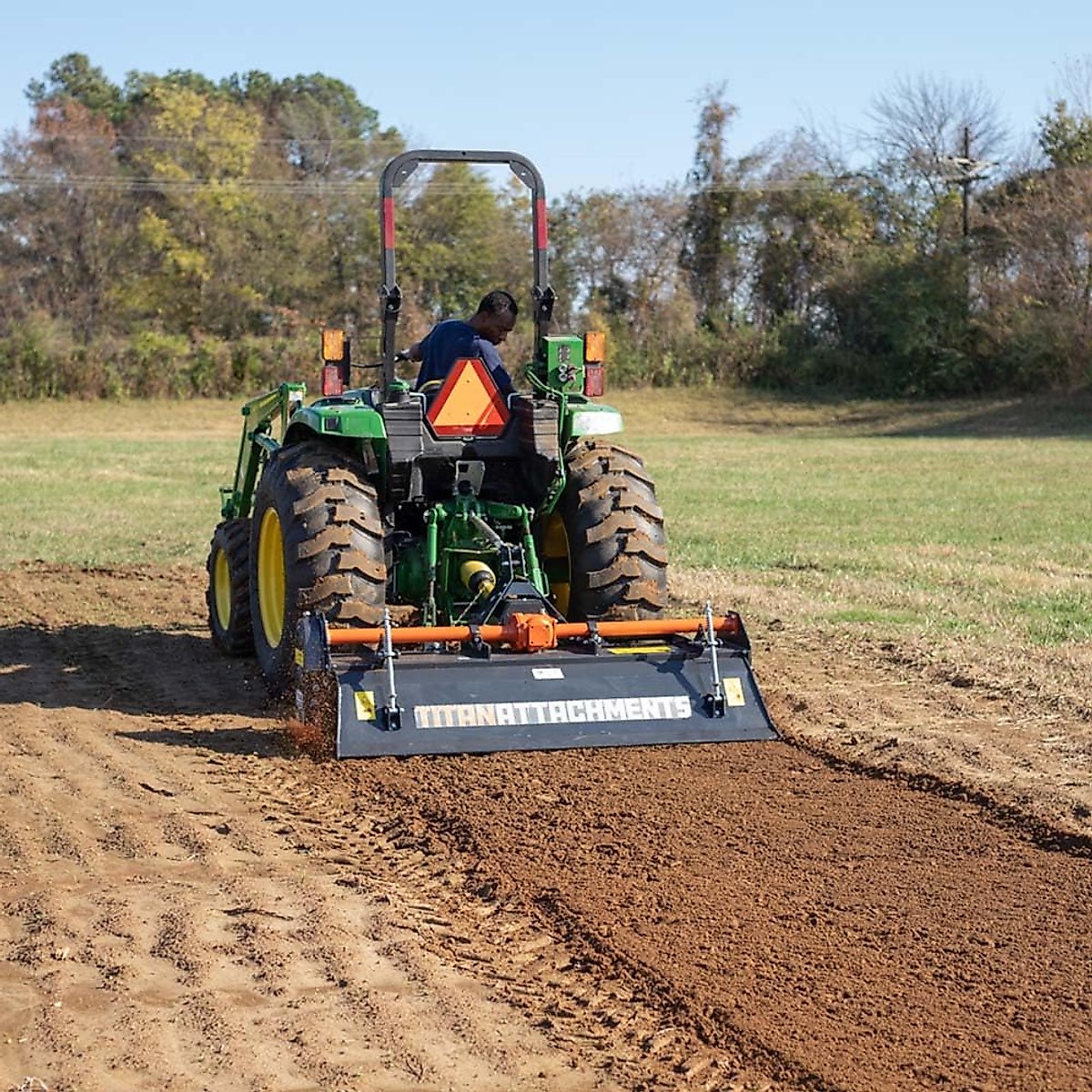 Titan Attachments 3 Point 60" Rotary Tiller Attachment Fits Cat 1 Tractors, Charcoal Finish, Single Speed PTO Driven Cultivator with a 540 RPM Gearbox, Replaceable L-Shaped Tines Work 5" Deep