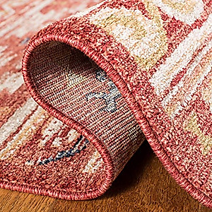 SAFAVIEH Charleston Collection Area Rug - 5'3" x 7'6", Rust & Ivory, Boho Distressed Design, Non-Shedding & Easy Care, Ideal for High Traffic Areas in Living Room, Bedroom (CHL421Q)