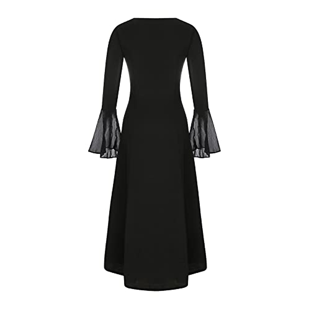 JDHUFEI Halloween Costume for Women Fashion Gothic Dress Square Neck Flared Long Sleeve Party Dress Vintage Renaissance Dress