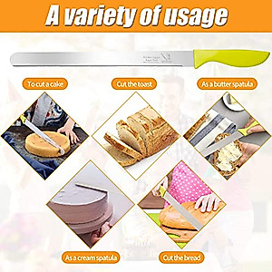 3 Pieces Kitchen Baking Tools, Adjustable Cake Levelers, Double Wire Cake Slicer Levelers and Stainless Steel Cake Knife with Plastic Handle for Wedding Birthday Layer Cake