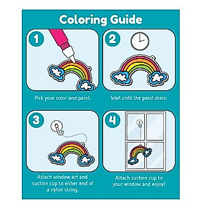 Klever Kits 24PCS Window Art Suncatcher Paint Kit, Create Your Own Window Art Sun Catcher Craft Kit for Kids Ages 4-8, DIY Suncatchers for Toddler Girls Boys Painting Activities Art Project