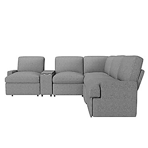 Ball & Cast 104" Power Recliner Corner Sofa with USB Ports & Power Socket,Home Theater Adjustable Couch W/Storage& Cup Holders,L-Shaped Cozy Sectional Furniture Set for Living Room Large Space,Grey