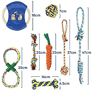 ITODA 8Pcs Dog Rope Chew Toy Set, Recyclable Dental Teeth Cleaning Aggressive Chewers Tug of-War Funny Play Training Interactive Washable Puppy Toy for Small Dogs and Medium Dogs
