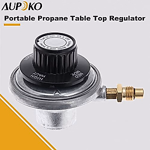 Aupoko Propane Gas Grill Control Valve Table Top Regulator, Propane Gas Grill Control Valve with M12 0.7mm Nozzle Jet and 1"-20 Female Throwaway Cylinder Thread Inlet and an Orifice Outlet