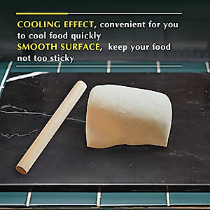 HERFECEAL Marble Cutting Board, Marble Pastry Board Serving Tray Plates for Cheese Rolling Dough, Non-Stick Marble Slab with Non-Slip Rubber Feet for Cake Display, Black 12"x16"