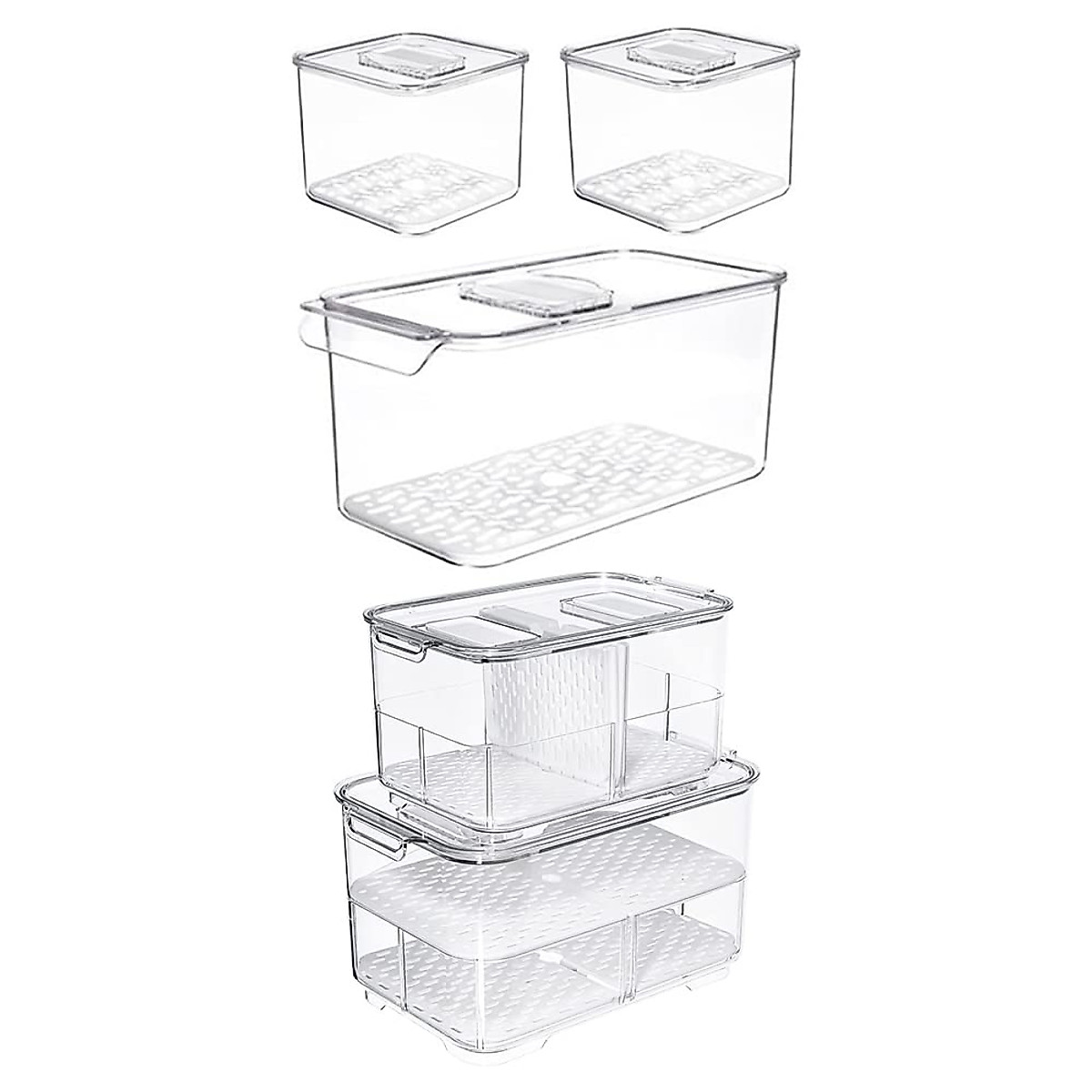 SANNO Produce Saver Containers for Refrigerator, Food Fruit Vegetables storage Produce Saver Vegetable Fruit Containers Fridge Food Storage Produce Saver Container