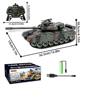 Glorryearst RC Tank 1:28 Scale 9 Channel Remote Control Toy with Realistic Sounds and Lights,Radio Control Military Battle Tanks Gifts for Kids and Adults