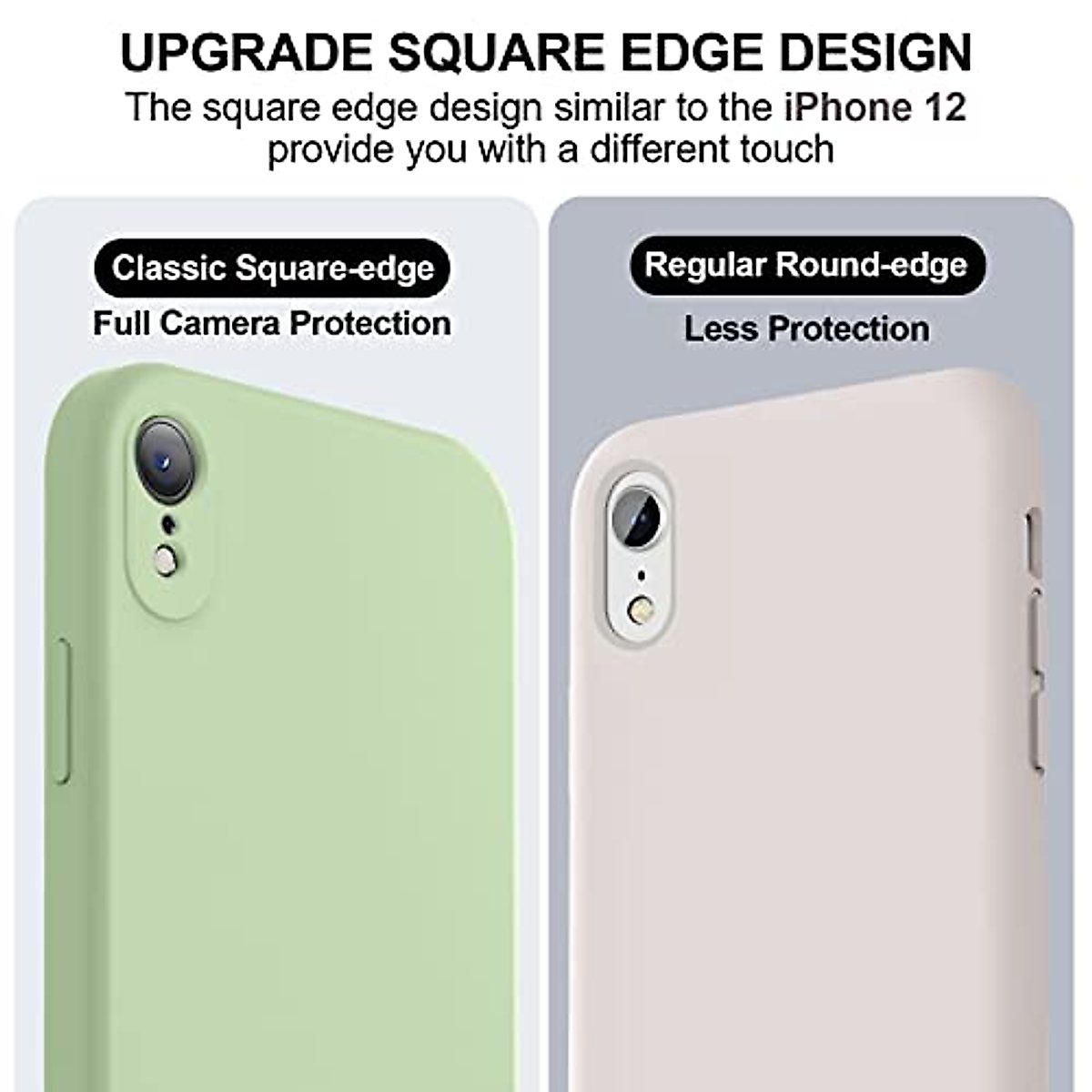 Vooii Compatible with iPhone XR Case, Upgraded Liquid Silicone with [Square Edges] [Camera Protection] [Soft Anti-Scratch Microfiber Lining] Phone Case for iPhone 10 XR 6.1 inch - Matcha
