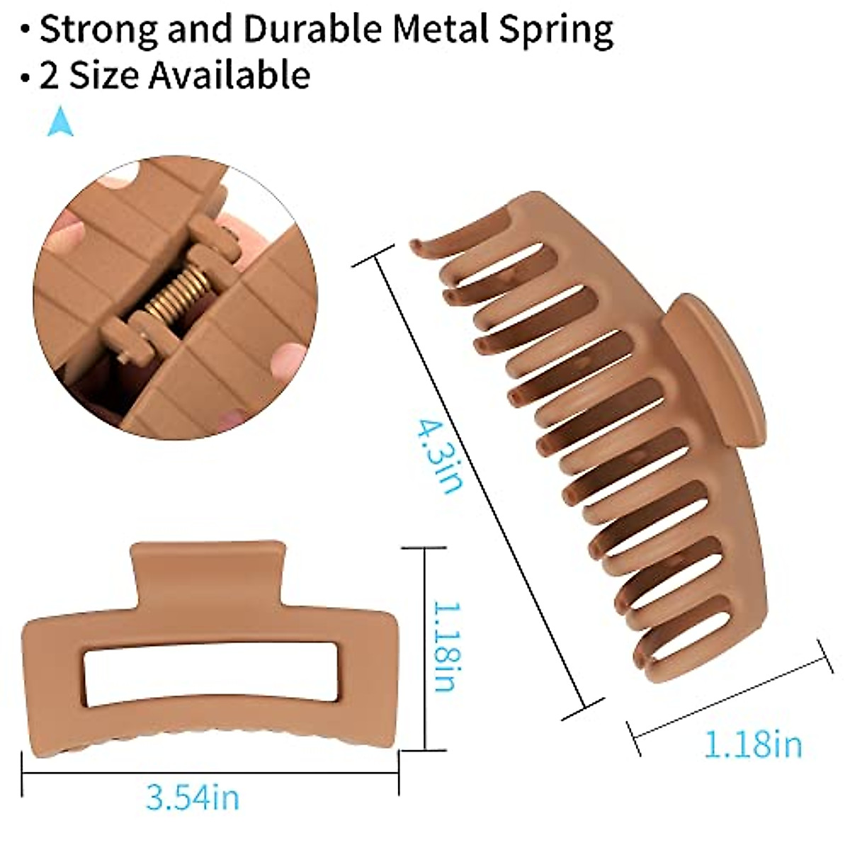 79Style 6pcs Big Hair Claw Clips Neutral Colors Hair Clips For Women 4.3 Inch Claws Clips For Thick Banana Clips 3.5 Inch Claw Clip Medium Large Hair Claws Square Matte Jumbo Hair Clip Cute Hair Accessory (Neutral)