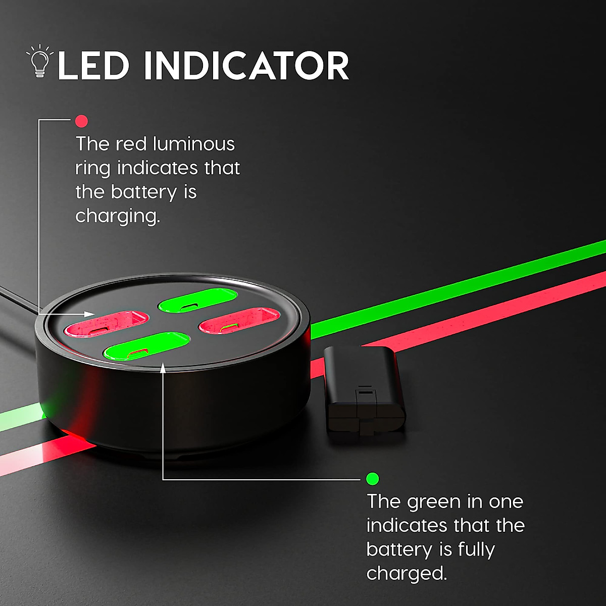 TalkWorks Xbox Battery Charger Station w/ 4 Rechargeable Batteries - 5' Cable Light Up USB-C Multi-Battery Charging Pack for X-Box Game (Black)