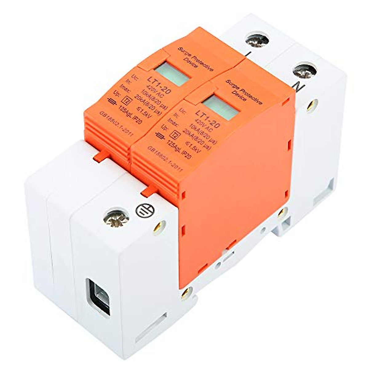 2 Pole 1 Piece Protection Device DIN Rail Mount Protector Low Voltage Device 10-20KA 420V Electronic Lightning Protection