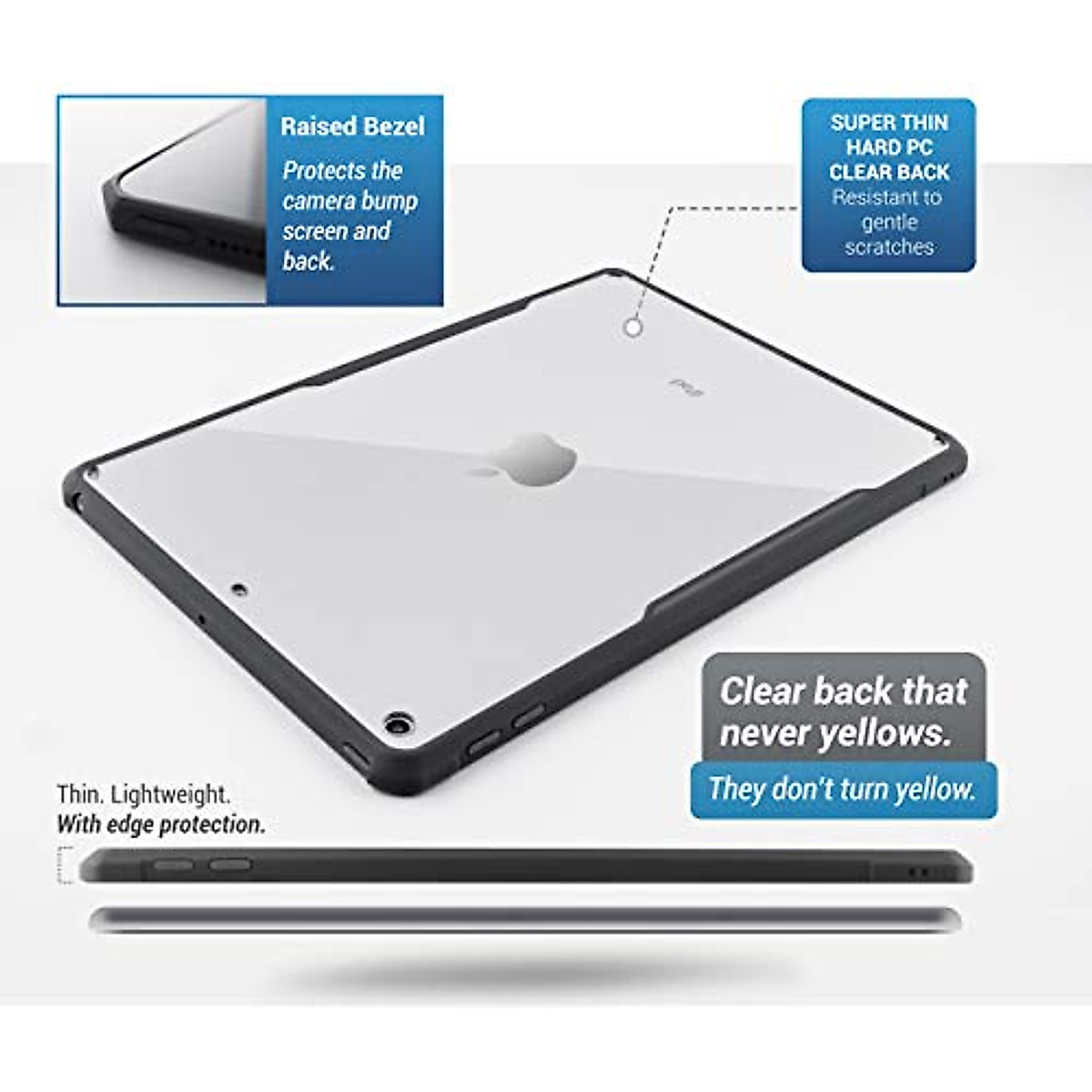 TineeOwl iPad 9.7 (2018/2017 Version) Ultra Slim Clear Case, Flexible TPU, Absorbs Shock, Lightweight, Thin (Black)