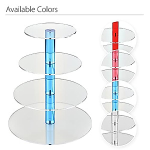 RCZ Décor Cupcake Tower Stand | Acrylic Muffin Tower Fits 36 Cupcakes | 4 Tier Cake Stand for Wedding Cakes, Parties and Décor | Blue