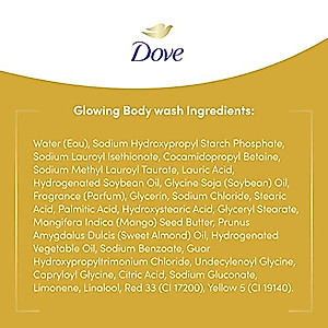 Dove Glowing Body Wash For Revitalized, Refreshed Skin Mango Butter and Almond Butter Cleanser That Effectively Washes Away Bacteria While Nourishing Your Skin 22 oz 4 Count