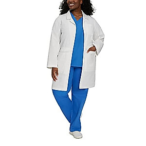 Landau Relaxed Fit 5-Pkt 3-Button Full-Length Notebook Lab Coat for Women 3165 White