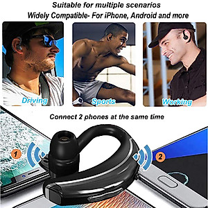 Agkey Wireless Earpiece Voice Command Wireless Headset Noise Cancelling Wireless Headset in-Ear Headphone Business Earphones Compatible with Android iOS Smart Phones Laptop for Office Driver Trucker