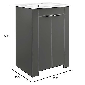 Modway Maybelle 24" Bathroom Vanity in Gray White