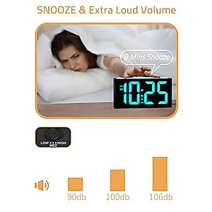 Mesqool Digital Alarm Clock with Bed Shaker & RGB LED Display - Loud for Heavy Sleepers, 7-Color Night Light & Dimmer, Easy Set for Kids, Teens, Elders & Hearing Impaired