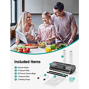 HiCOZY Vacuum Sealer, Full Automatic Vacuum Sealer Machine for Food, Handle Locked Design, Build-in Cutter, Compact Design Food Sealer With All Starter Kits, 5 Modes and 5-Year Quality Commitment