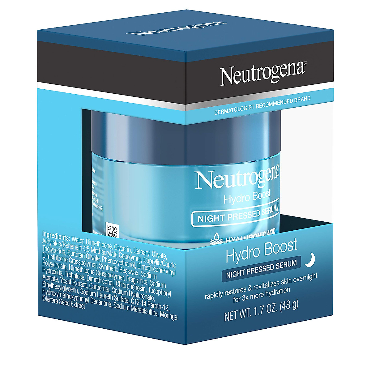Neutrogena Hydro Boost Purified Hyaluronic Acid Pressed Night Serum, Facial Serum with Antioxidants & Hyaluronic Acid, Non-Comedogenic 1.7 oz (Pack of 2)