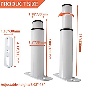 BokWin 2 Pcs Bed Center Support Leg,7.08 Inch-13 Inch Bed Frame Feet Replacement,Adjustable Bed Frame Legs for Bed Sofa Cabinet Furniture Frame(White)