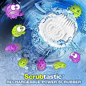 Scrubtastic Spin Scrubber, Electric Shower Scrubber – Rechargeable, Multipurpose Extendable Tile Cleaner, Bathroom, Floor & Grout Bathtub Power Scrubber with 3 Rotating Brush Heads, Improved for 2022