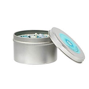 Throat Chakra Candle by New Moon Beginnings - Chakra Candles - Dried Flower, Herb, & Crystal Candles - Aromatherapy Candles - Soy Candle - 8oz Tin