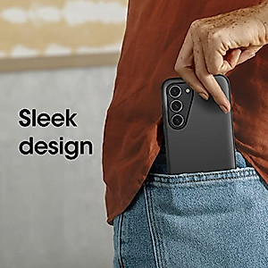 OtterBox Galaxy S23 Symmetry Series Case - Single Unit Ships in Polybag, Ideal for Business Customers - BLACK, ultra-sleek, wireless charging compatible, raised edges protect camera & screen