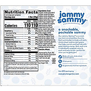 Plum Organics Jammy Sammy Blueberry & Oatmeal, 1.02 Oz, 5 Ct
