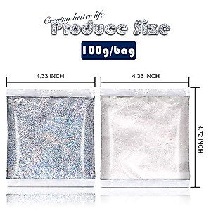 YGDZ Fine Glitter, 200g Holographic Silver White Extra Fine Glitter for Resin Arts & Crafts Body Nails Face Hair Epoxy Tumblers(Mother of Pearl & Silver Holographic)