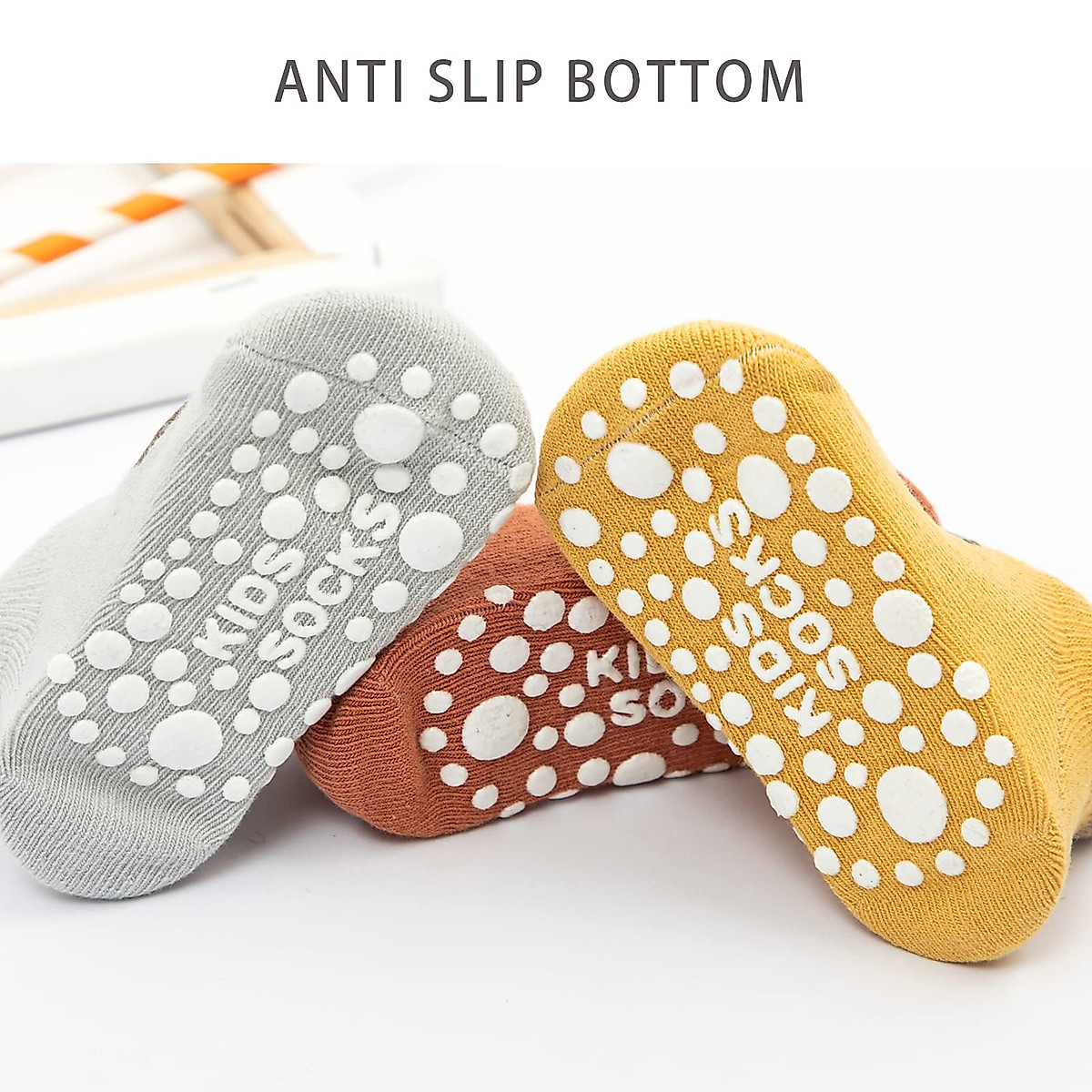 Exegawe Baby Socks with Grippers 5 Pairs Toddler Kids Cartoon Floor Ankle Non Slip Socks(Style B, L/3-5T)