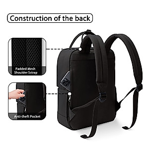 KALIDI Casual Backpack, 17 Inches Laptop Backpack for Men Women, Water Resistant Vintage Rucksack Business Travel Daypack College School Bag, Black