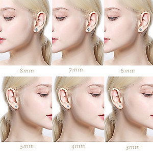 Sllaiss Sterling Silver Cubic Zirconia Bezel Set Stud Earrings Set for Women Round Cut CZ Earrings 3 Pairs Martini Stud Earrings Hypoallergenic