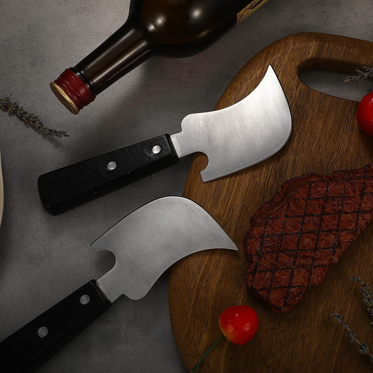 Hanaive 2 Pcs One Handed Gadgets Rocker Knife for Disabled, Disabled Products for Adults, Curved Steak Knife, Easy Hold Utensil for Chopping Limited Strength Hand Arthritis, Elderly or Pet Owner