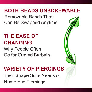 bodyjewellery 2pcs 16g Curved Piercing Bar Green Titanium Lip Rook Tragus Stud Bar Conch Eyebrow Earrings Cartilage Ring Helix CNCL