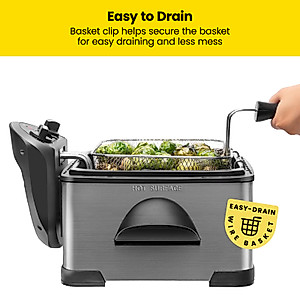 Chefman Deep Fryer with Basket Strainer, 4.5 Liter XL Jumbo Size Adjustable Temperature & Timer, Perfect Chicken, Shrimp, French Fries, Chips & More, Removable Oil Container, Black