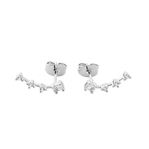 HONEYCAT Little Dipper Crystal Ear Crawlers Studs in Gold, Rose Gold, or Silver | Minimalist, Delicate Jewelry (Silver)