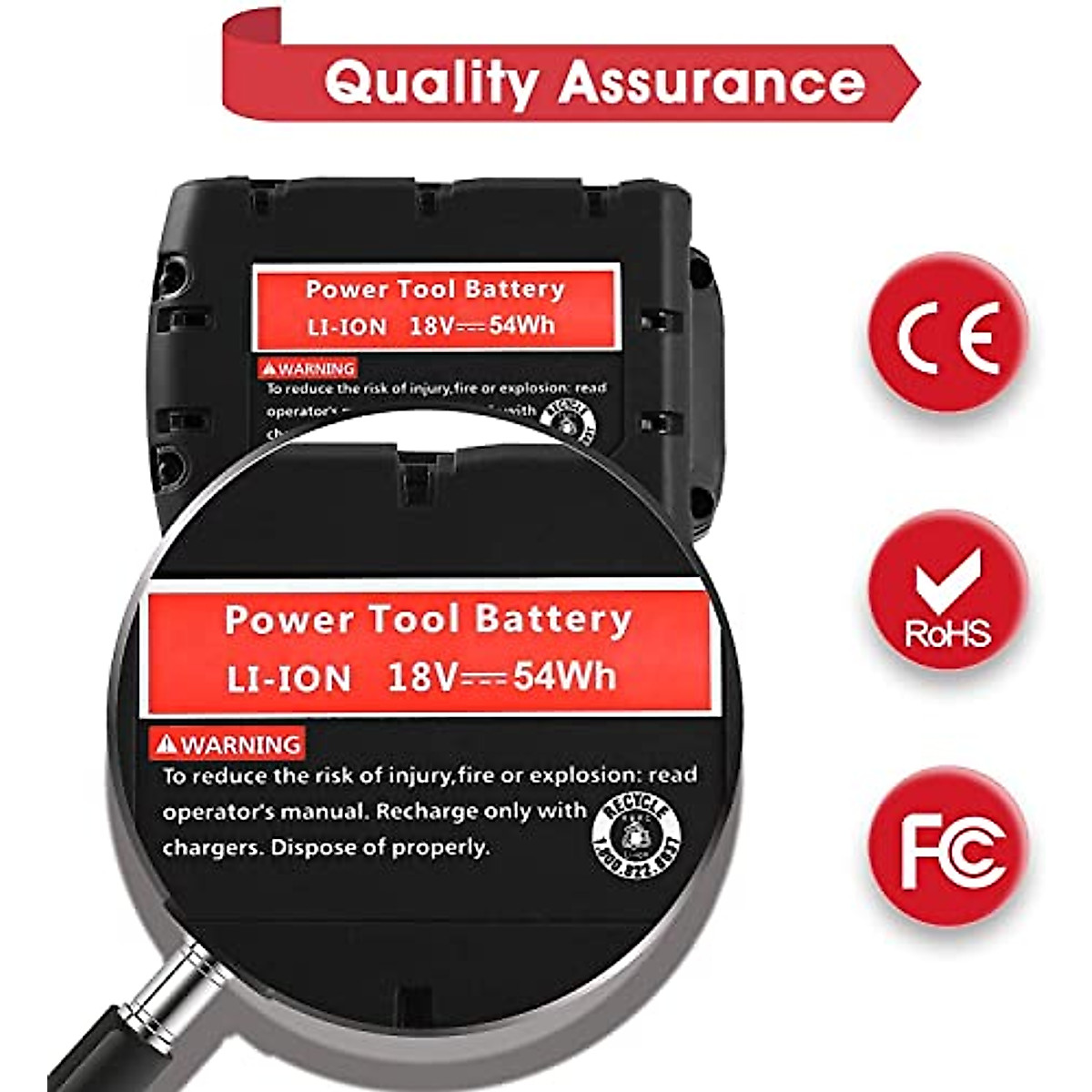 【2-Pack 18V 6.0Ah】Lithium Replacement Battery Compatible with Milwaukee 18V Battery for M18 Battery 48-11-1820 48-11-1850 48-11-1815 48-11-1852 48-11-1822 48-11-1828 48-11-10 48-11-1811 48-11-1840