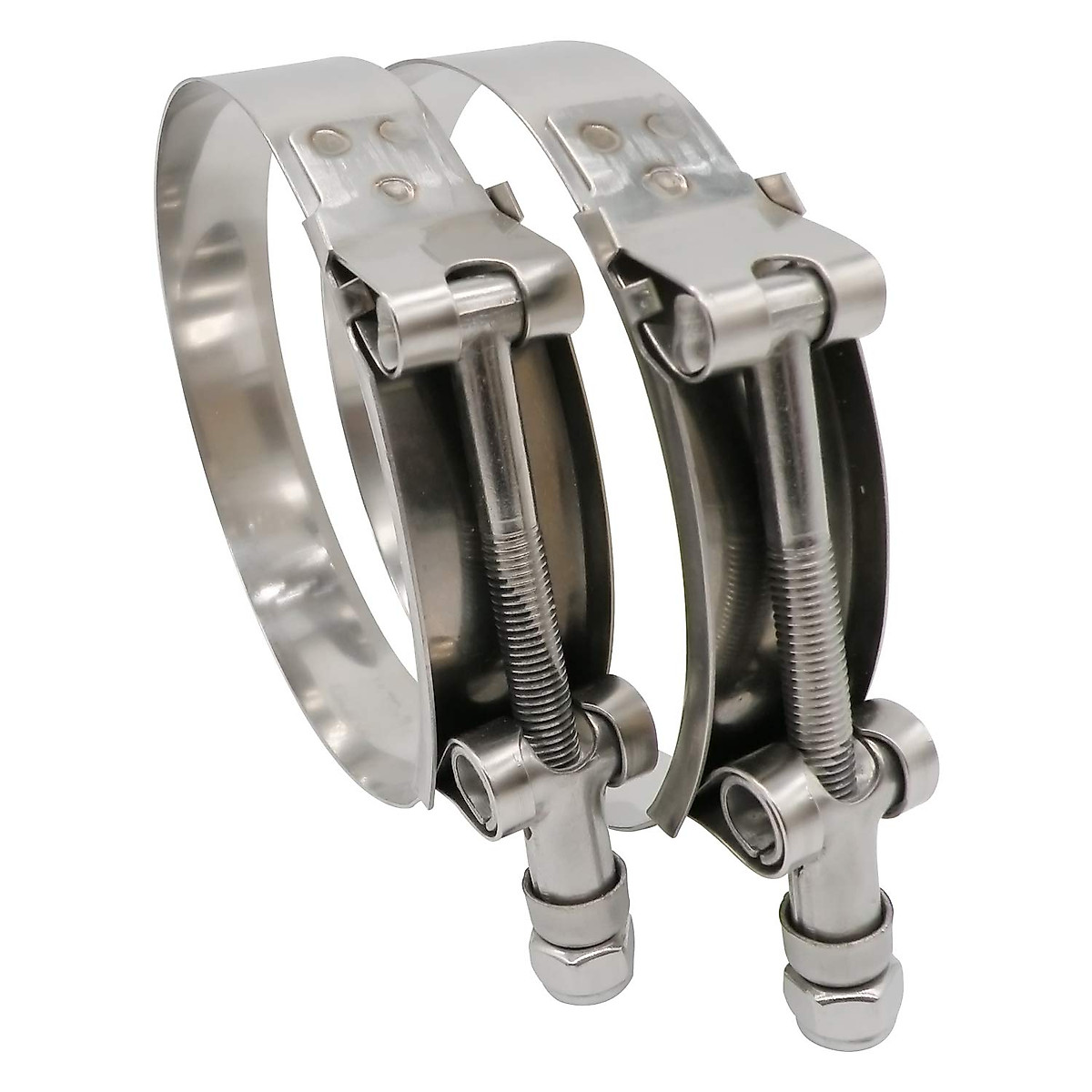 Roadformer 4" T-Bolt Hose Clamp - Working Range 108mm - 116mm for 4" Hose ID, Stainless Steel Bolt, Stainless Steel Band Floating Bridge and Nylon Insert Locknut (108mm - 116mm, 2 pack)