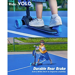 RideVOLO K02 Foldable Kick Scooter for 2-6 Years Old Kids, 2-in-1 with Removable Seat, 3 Adjustable Heights, Flashing Wheels and Wide Deck, Max Load 110lbs, Outdoor Activities, Gift for Boy/Girl Black
